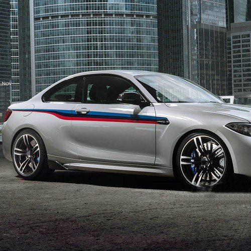 Graphics Tricolor Stripe Sticker Kit for BMW M2 M Performance Waist ...