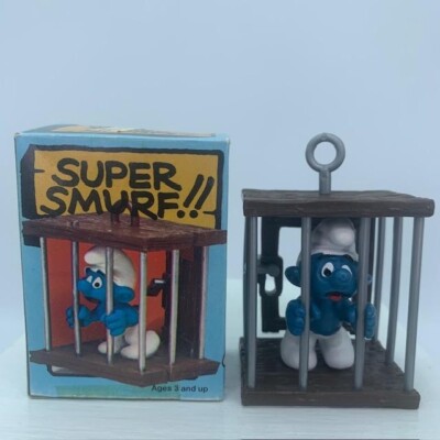 Smurfs 40212 Prisoner Cage Smurf Jail Vtg Figure Schleich Peyo PVC ...