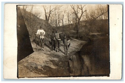 1911 Mens With Gun Hunting Party Dog Scene Victor Iowa IA RPPC Photo ...