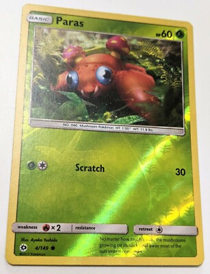 Paras 4/149 Sun & Moon Base Set Pokemon Reverse Holo Foil Nice! | eBay