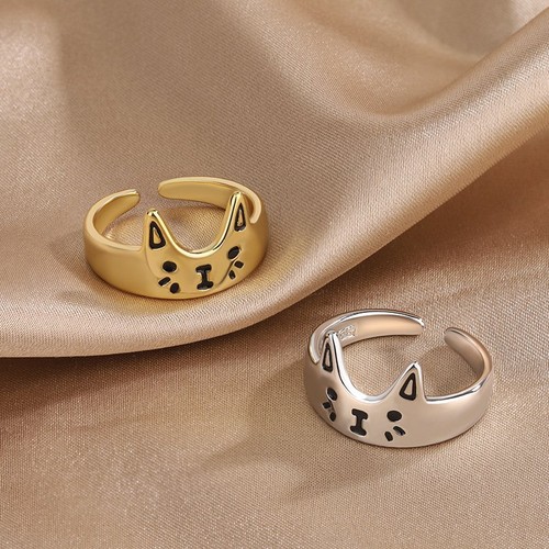 Cartoon Simple Cat Rings Men Women Couples Friends Ring Jewelry ...