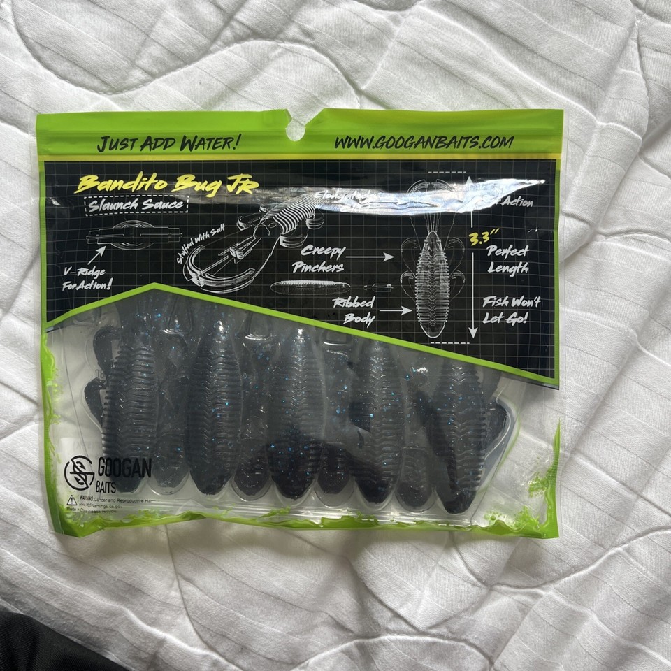 9-Pack Googan Baits BANDITO BUG 3.3” Soft Fishing Bait Lure, Black Blue ...