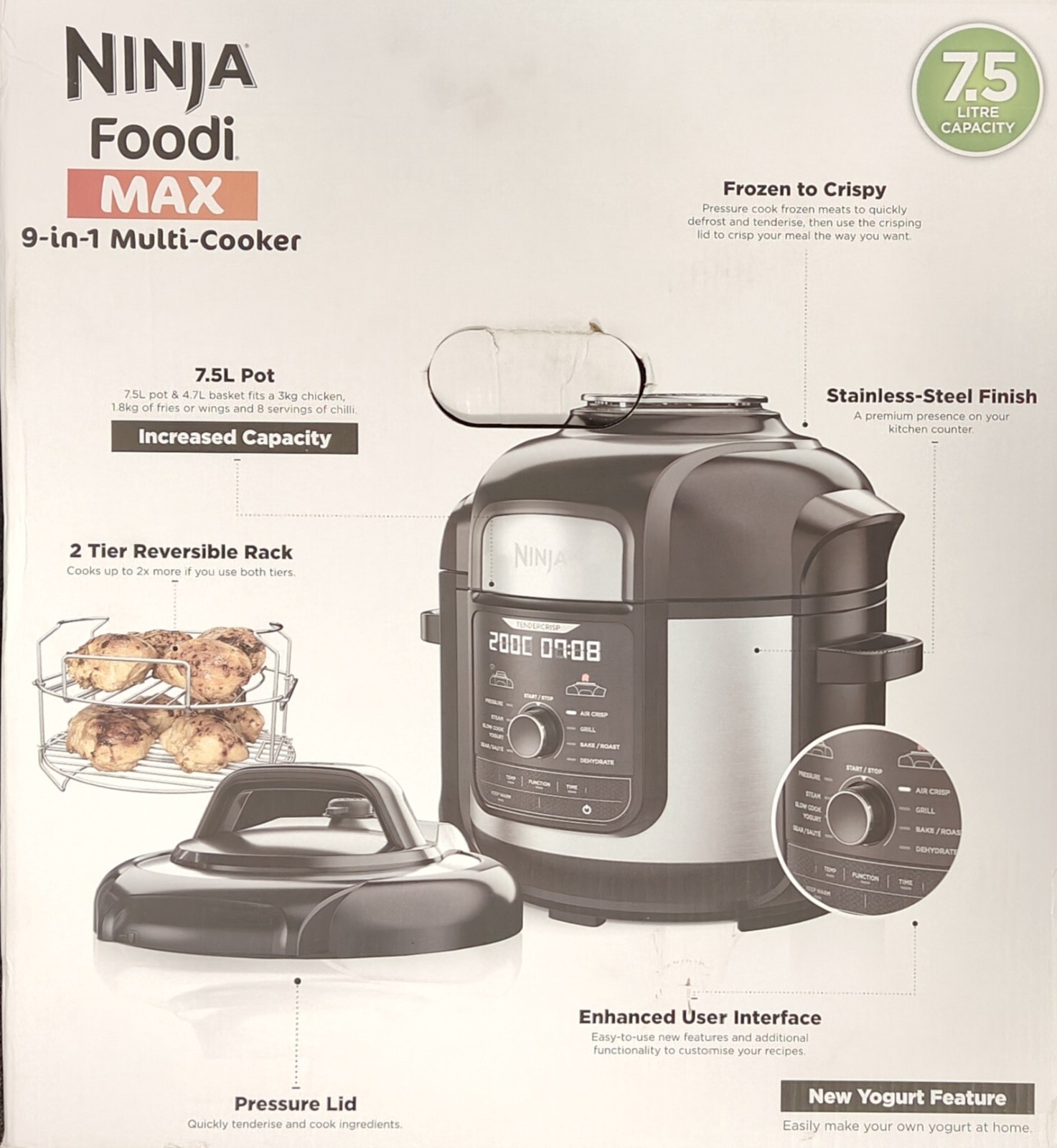 Ninja Foodi Max 9 in 1 Multi Cooker 7.5 Litres Black OP500UK for sale ...