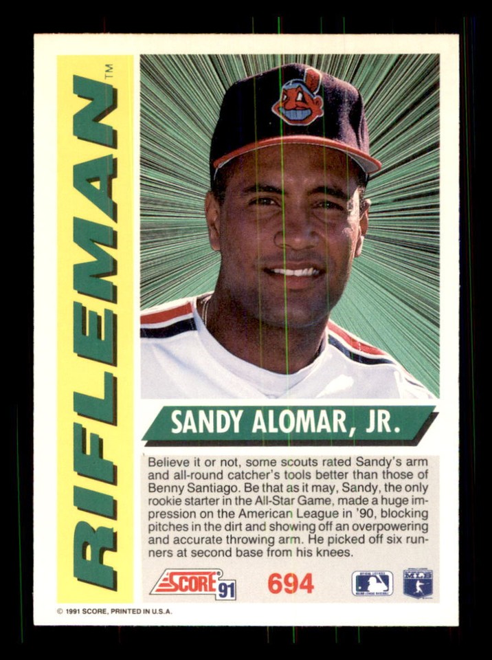 1991 Baseball Score Sandy Alomar, Jr. Cleveland Indians #694 RIF | eBay