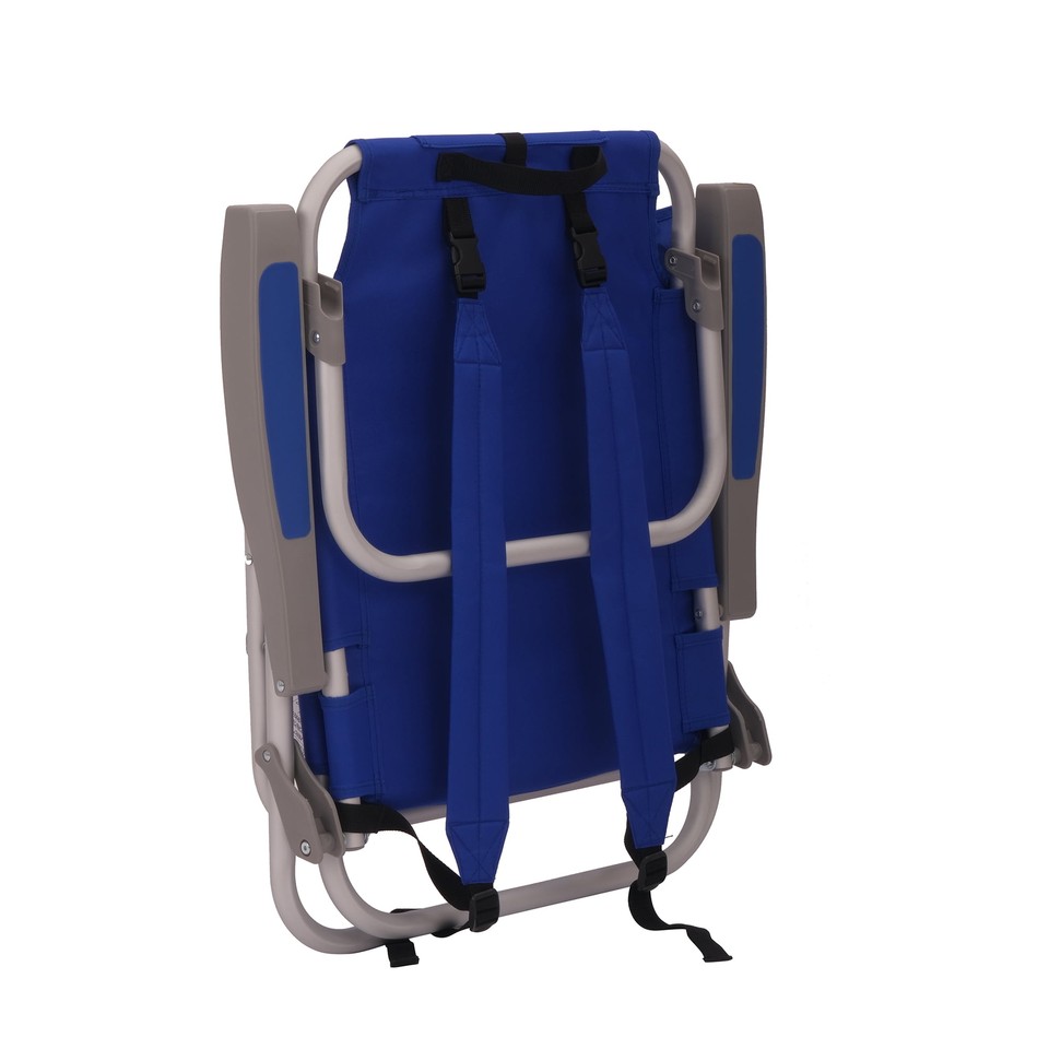 Reclining & Lay Flat Backpack Beach Chair, Blue | eBay