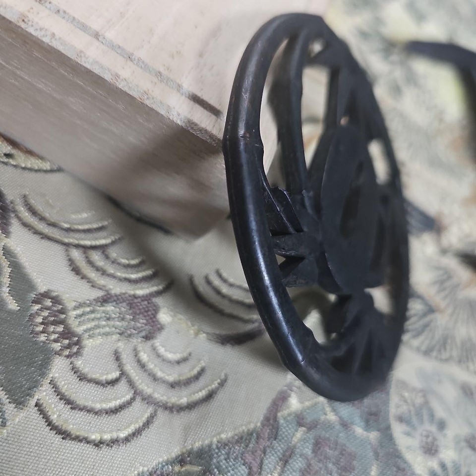 Antique Japanese Iron Tsuba Sword Guard - Bamboo Openwork Design 87mm z ...