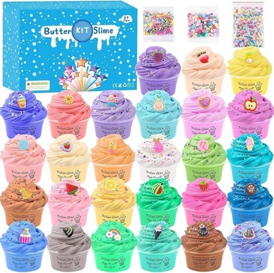 27 Pack Slime Set Fluffy Butter Slime Kit & Charms - DIY Stress Relief ...