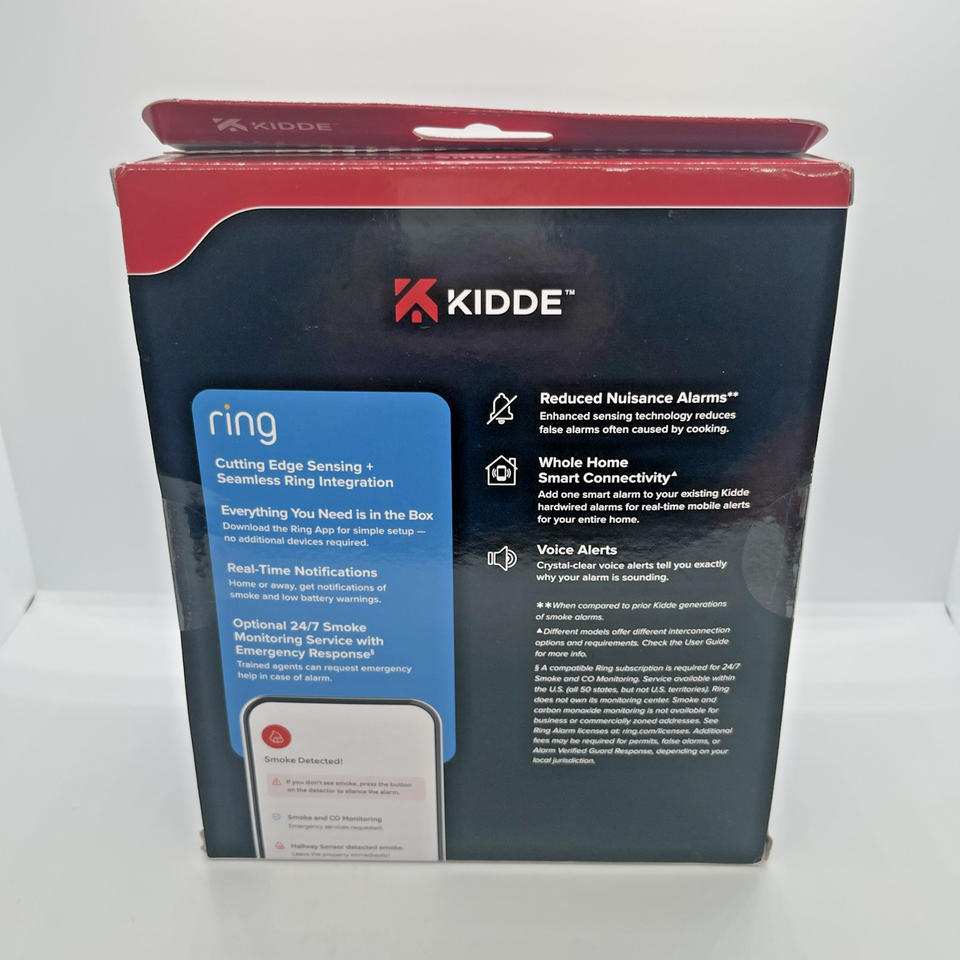 Kidde Smart Smoke Alarm Ring App Enabled Hardwired Detector NEW Sealed ...