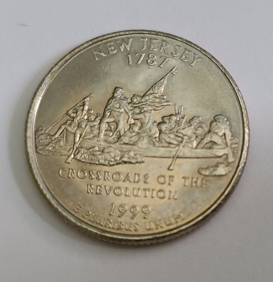 1999 P New Jersey Quarter error-die crack (raised die flaw) obverse. | eBay