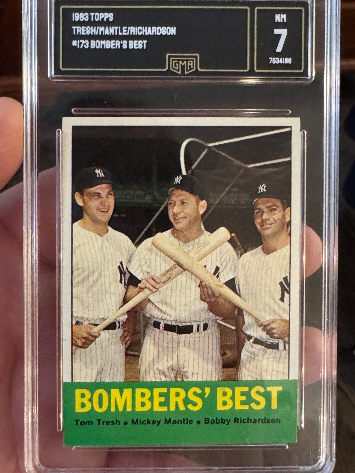 1963 Topps - #173 Mickey Mantle, Bobby Richardson, Tom Tresh newly ...