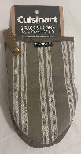 Cuisinart Silicone Non Slip Heat Resistant Mini Oven Mitts With Leather ...