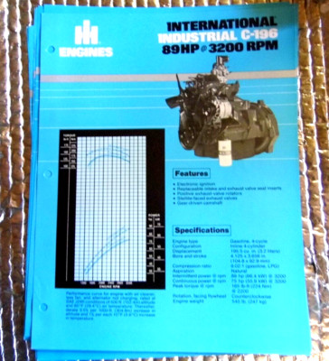 I H Engines 1 Page Factory Dealer Specs Brochure engine 2/80 Industrial ...