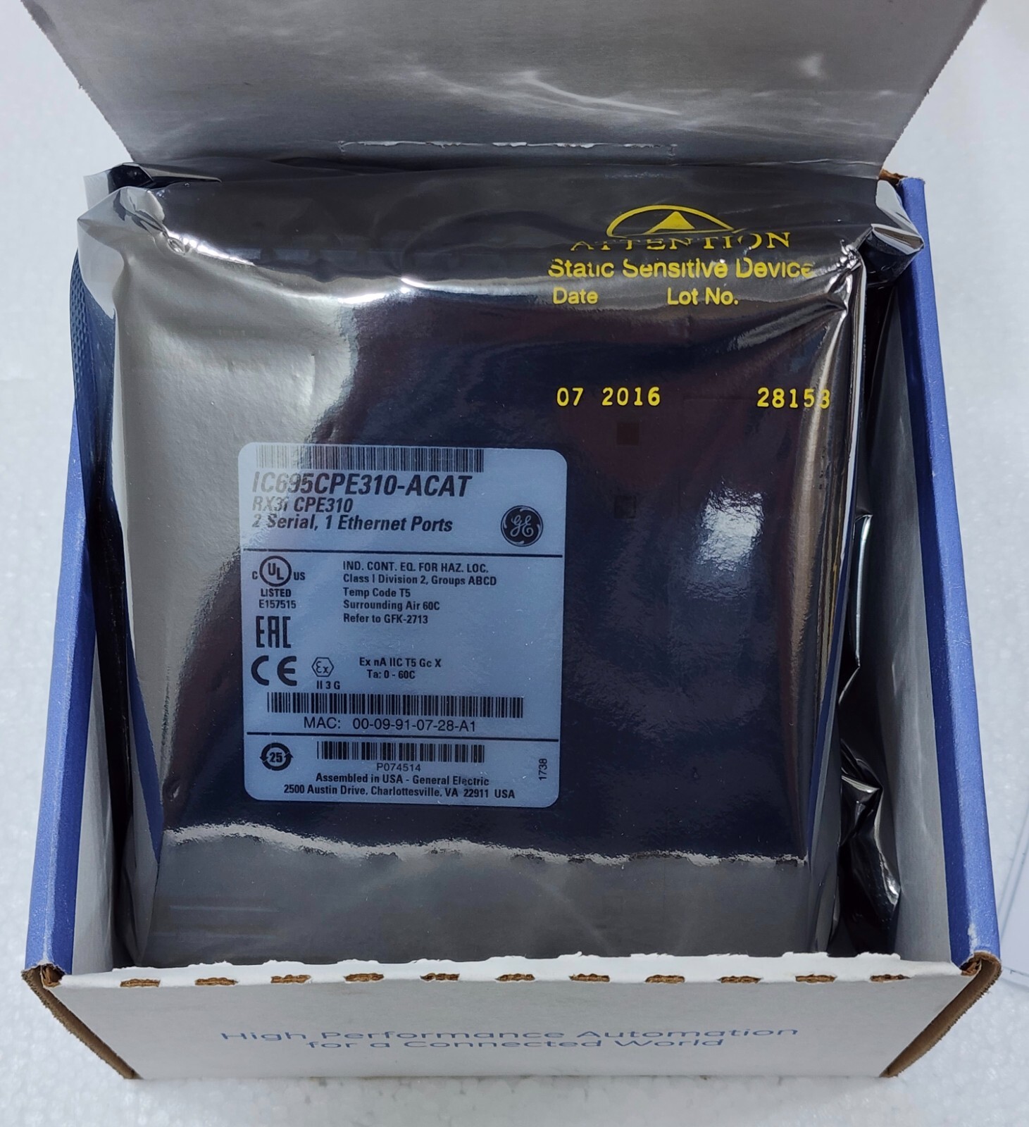 GE FANUC IC695CPE310 -ACAT RX3i CPE310 CPU 1.1GHz, 2 SERIAL PORTS, 1 ...