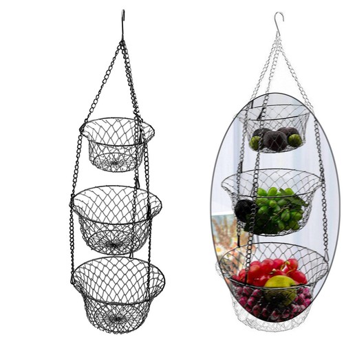 Three Tier Hanging Multifunction Adjustable Produce Storage Bin Fruit ...