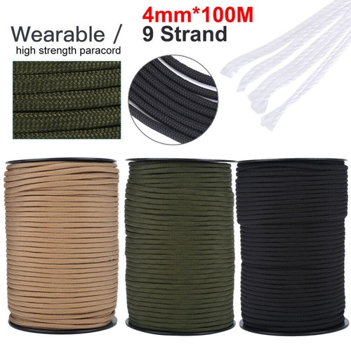 100M 550 Paracord Parachute Cord Lanyard Mil Spec Type III 9 Strand ...