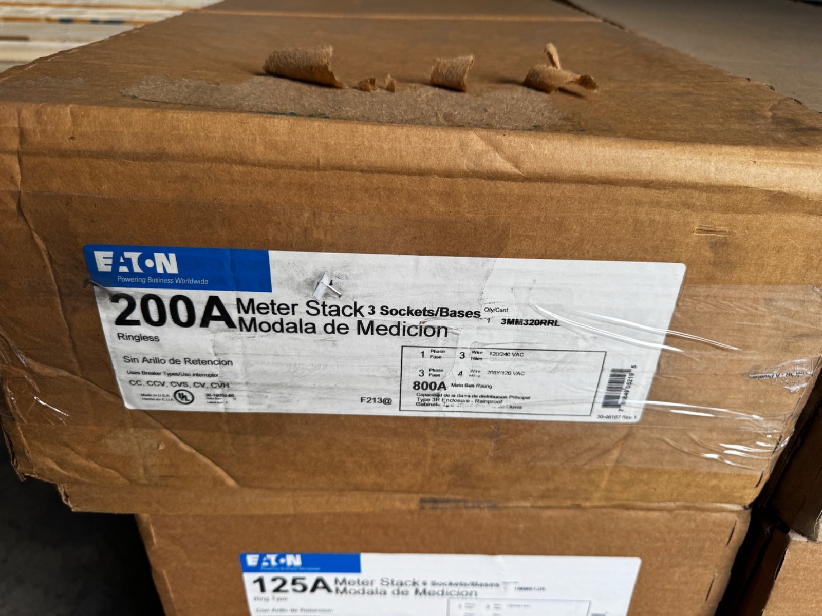 EATON METER STACK 3MM320RRL PACK 800 AMP 120V240V 3R 200 AMP 3 BASE ...