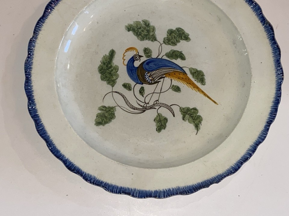 Staffordshire Pearlware Peafowl Plate Blue Shell Edge Ca. 1820’s | eBay