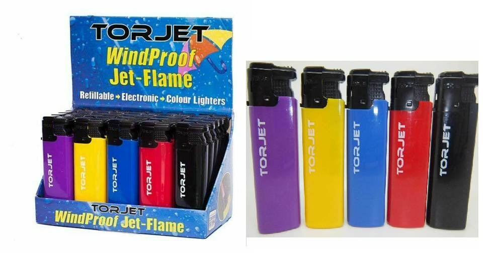 Torjet Windproof Turbo Jet Flame Lighter Refillable Assorted Colours ...