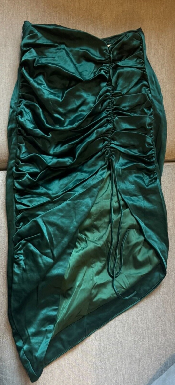House of CB Patronella Emerald Green Satin Gathered S… - Gem