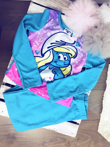 Kids Long Sleeve Smurfs character Sleepwear set flannel pyjamas Girls ...