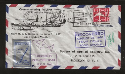 1961 US rocket mail cover SOAR - Recovered from Swamp - EZ 44C1 | eBay