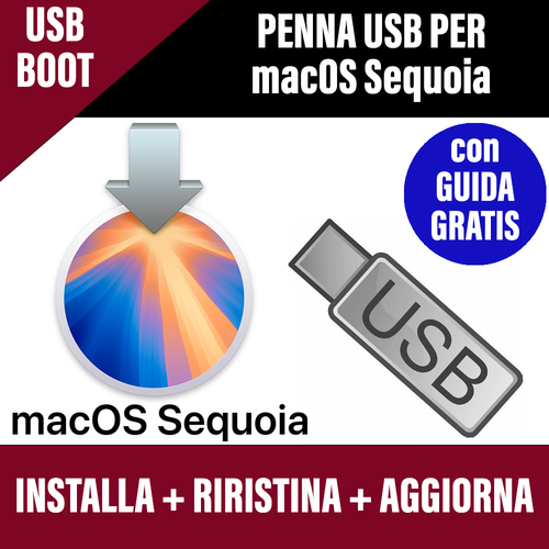 macOS Sequoia OSX 15 su chiavetta USB Avviabile INSTALLA RIPRISTINA ...