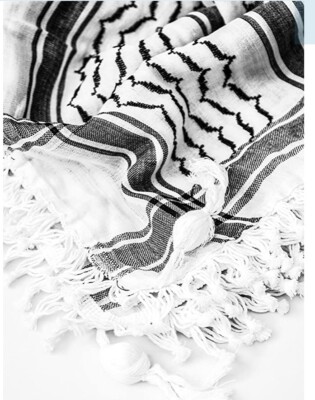 Palestinian Hata Shemagh Kuffia Black White 100% Cotton | eBay