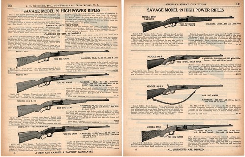 1937 2pg Print Ad Savage Model 99 99F 99G 99T 99H 99R 99RS 99K High ...