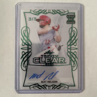 2021 Leaf Trinity MAT NELSON Rookie Auto Clear Green /75 Acetate Reds ...