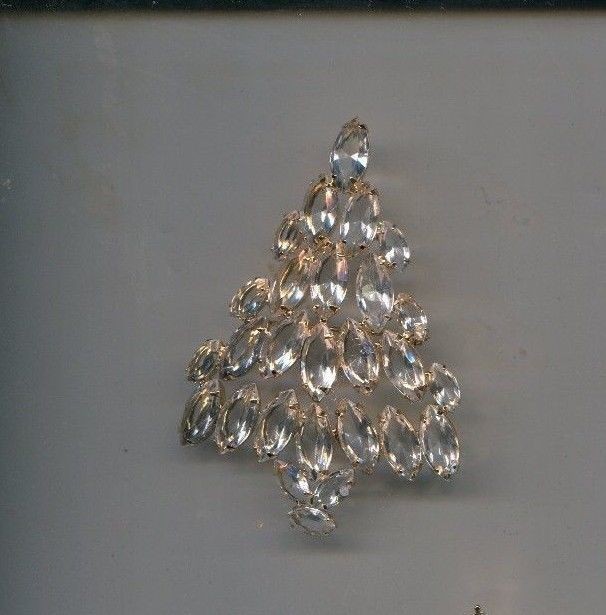 CLEAR CHRISTMAS TREE PRONG SET PIN gold | eBay
