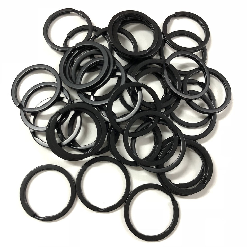 25-35MM Strong Steel Split Rings Black Key Ring Metal Loop Flat ...