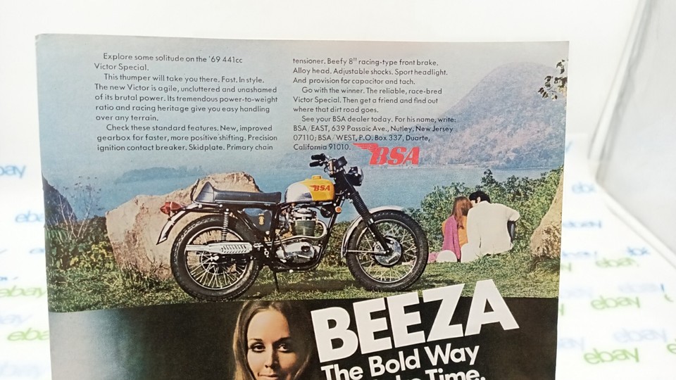 1969 BSA Motorcycle BEEZA VICTOR SPECIAL Print Ad 11 X 8.5 ORIGINAL | eBay