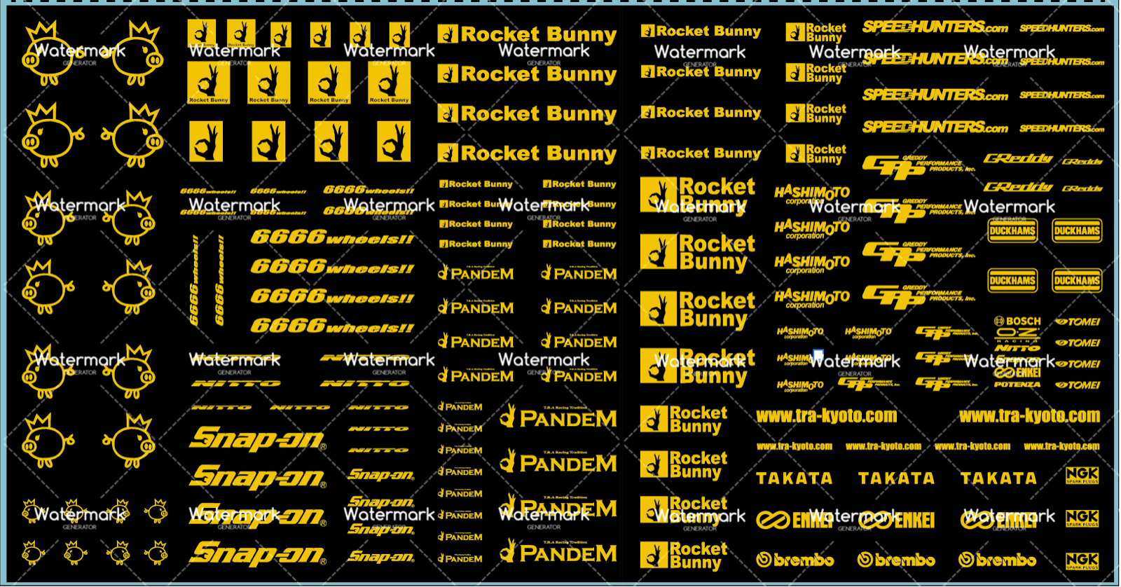 Rocket Bunny Pandem Waterslide Decal White Toner 1:64 Compatible Hw ...