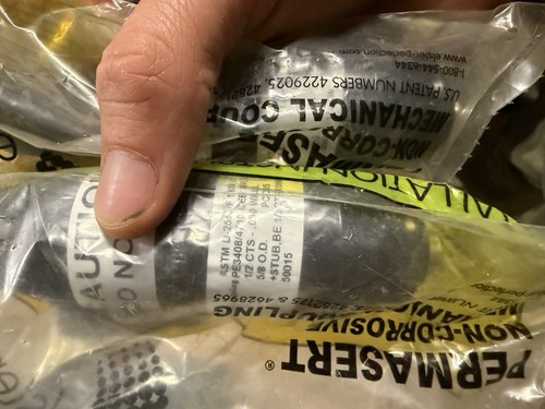 LOT OF 2 Permasert 50015 Elster CTS Underground NR Gas Coupling PE PC ...