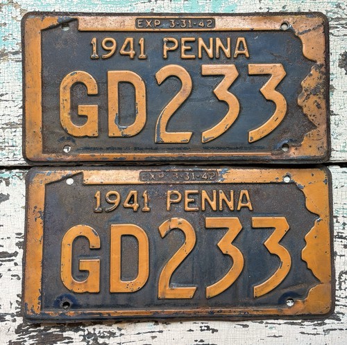 Old 41 PA. Hot Rod Vintage Matching Set 1941 Pennsylvania license ...