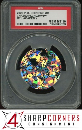 2020 POKEMON COIN PROMO MEWTWO-CHARIZARD-PIKACHU BATTLE ACADEMY PSA 10 ...