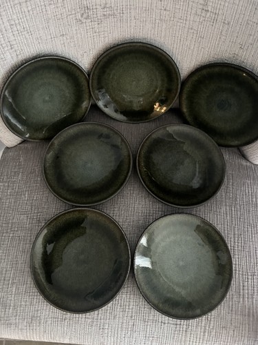 Jars France TOURRON SAMOA Vert Green 7 3/4" Salad Dessert Plate SET 7 ...