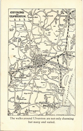 Ulverston Environs Map by Atkinson's, Ulverston. | eBay