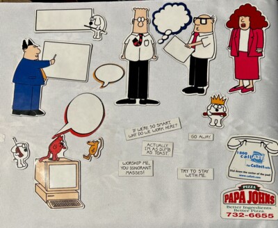 LOT VINTAGE DILBERT OFFICE REFRIGERATOR MAGNETS FIGURES WORDS FUN LOT ...