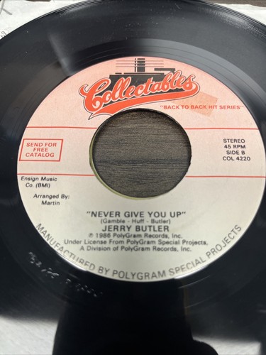 Jerry Butler “Never Give You Up” 45 COLLECTABLES Reissue…60s Soul In EX ...
