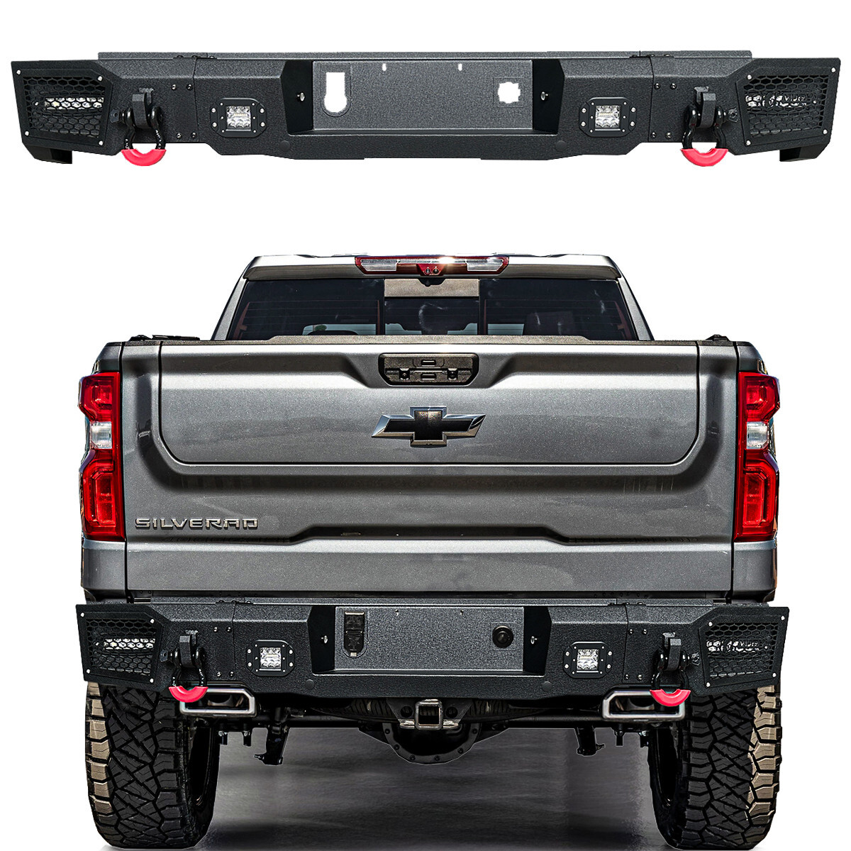 For 2019-2024 GMC Sierra 1500 Rear Bumper with Aluminum LED Lights & D ...