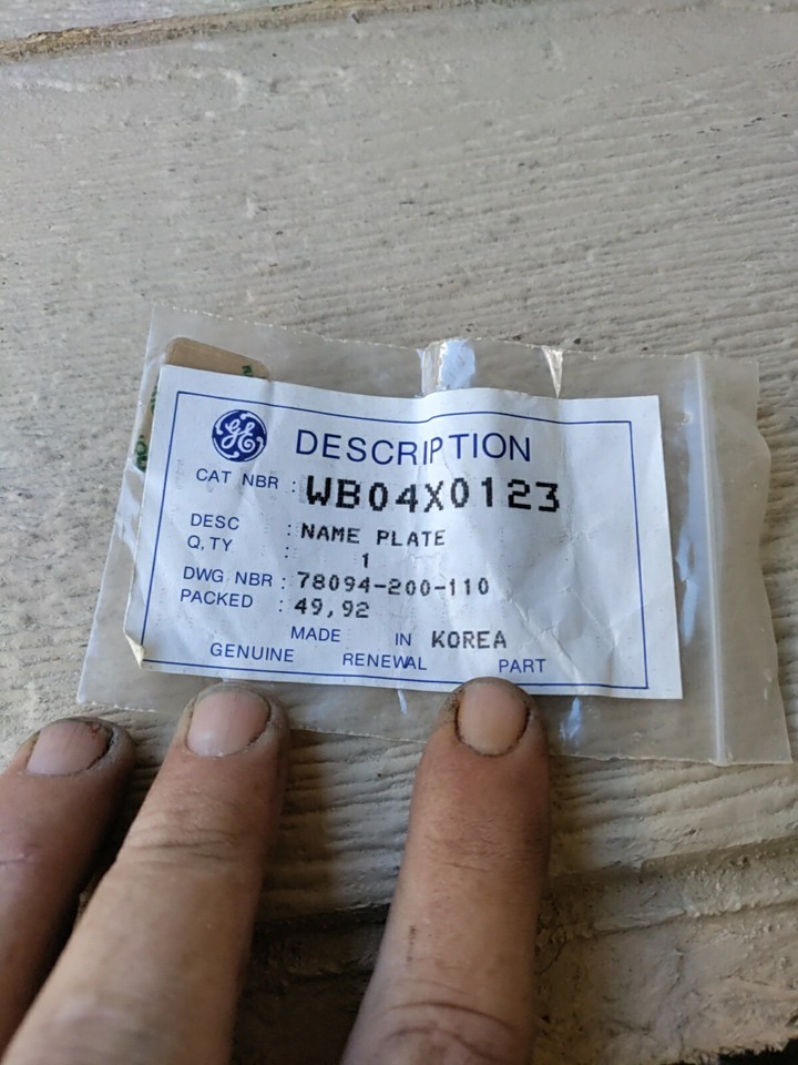 Ge Name Plate Wb04x0123 | eBay