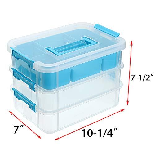 3-Tiers Stack Carry Storage Box With Divided Tray Transparent Stackable ...