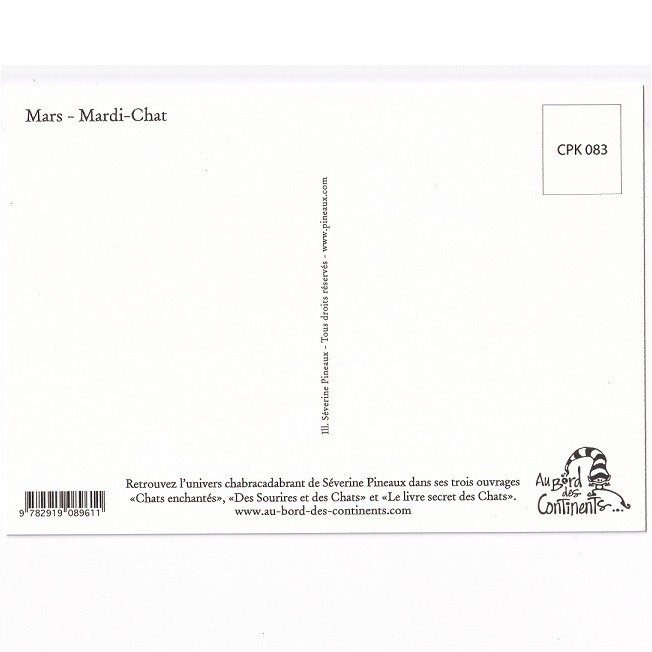 Severine Pinault French Cat Postcard Tiger Hat Art Collectible Paper ...