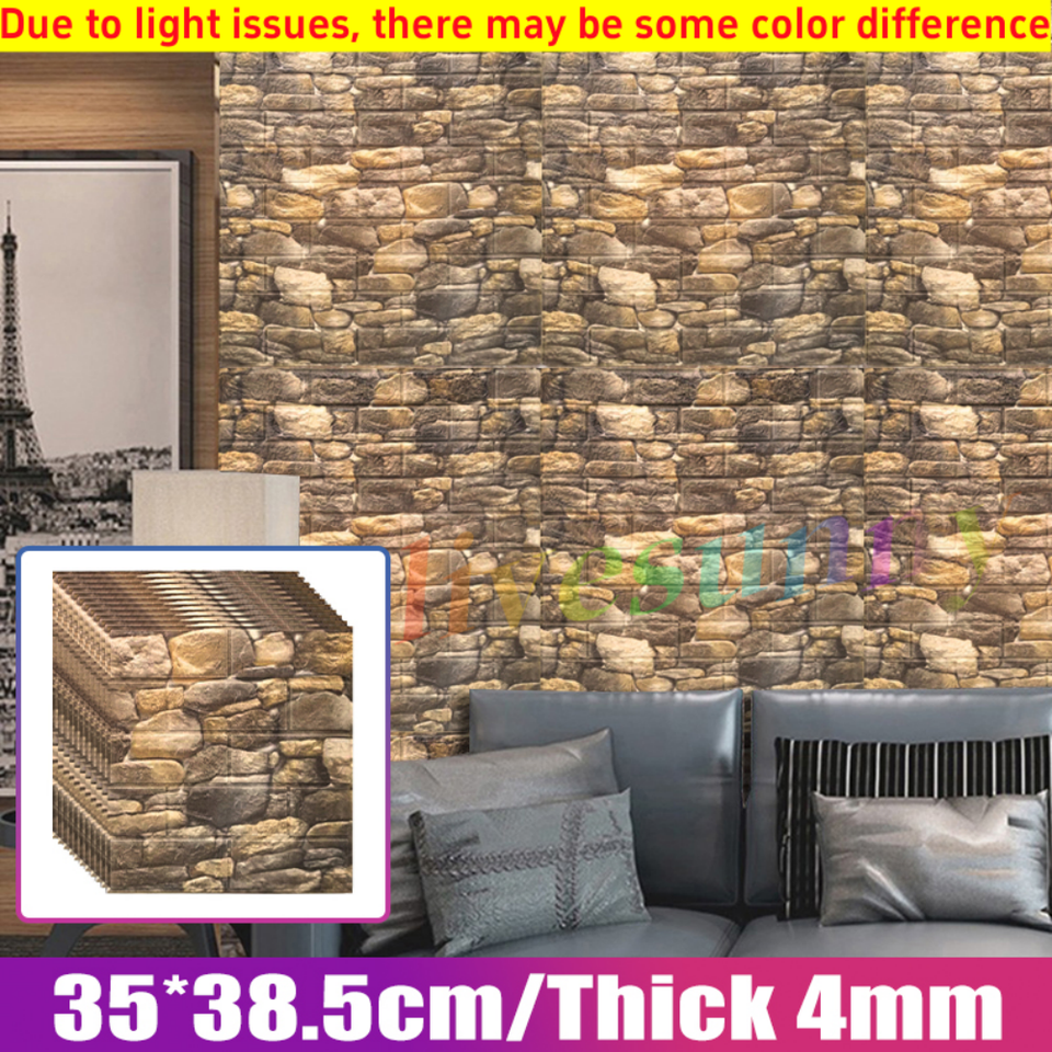 40Pcs Self Adhesive 3D Tile Foam Stick Wall Sticker Brick Wall Sticky ...