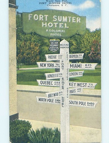 Unused Linen SIGN POST AT FORT SUMTER HOTEL Charleston South Carolina ...