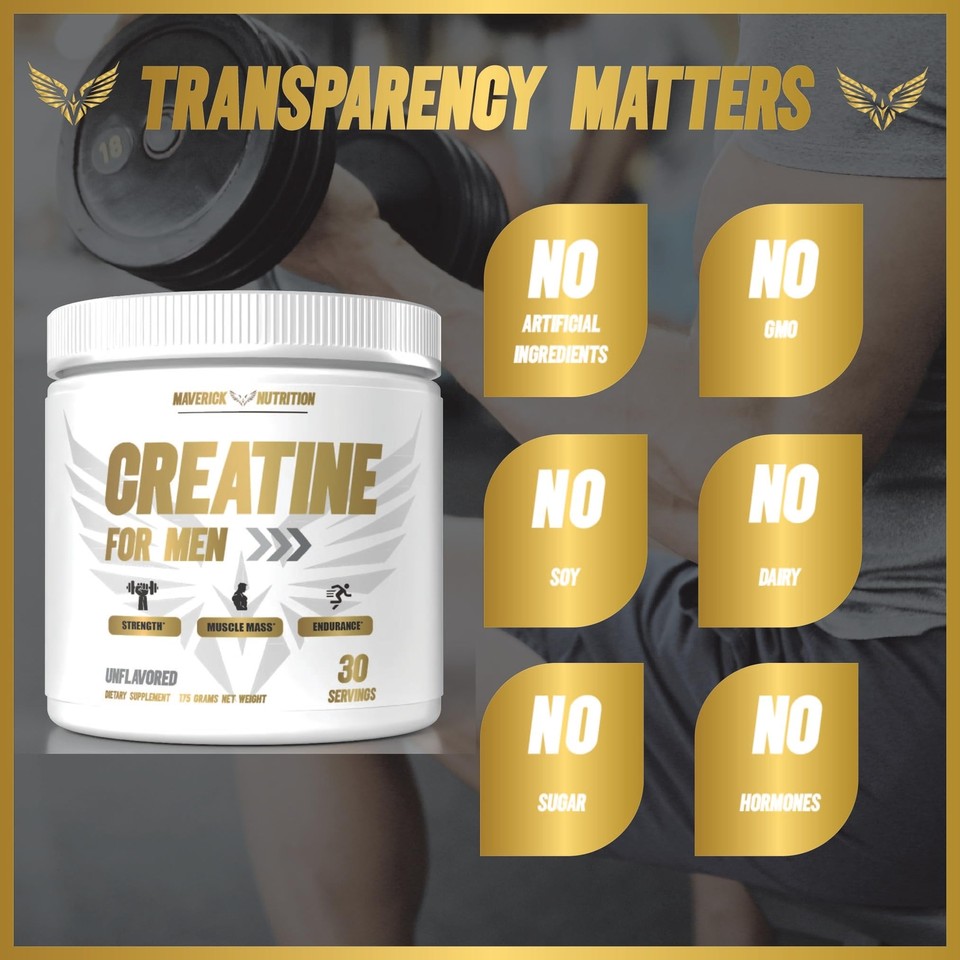 Creatine Powder for Men - Creatine Muscle Strength Builder - Unflavored ...