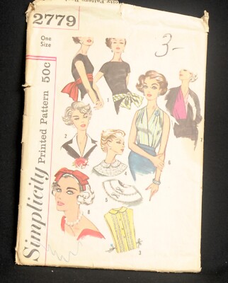 Simplicity Sewing Pattern 2779 Uncut Neckwear Headband Dickey Sash Belt ...