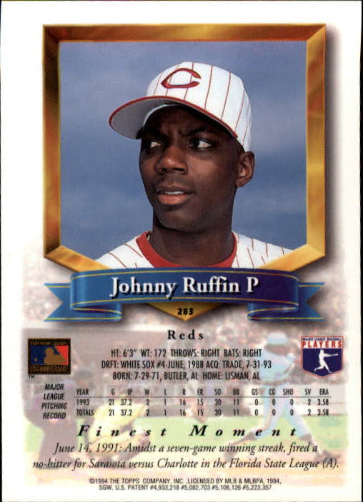 1994 Finest Baseball Card #283 Johnny Ruffin | eBay