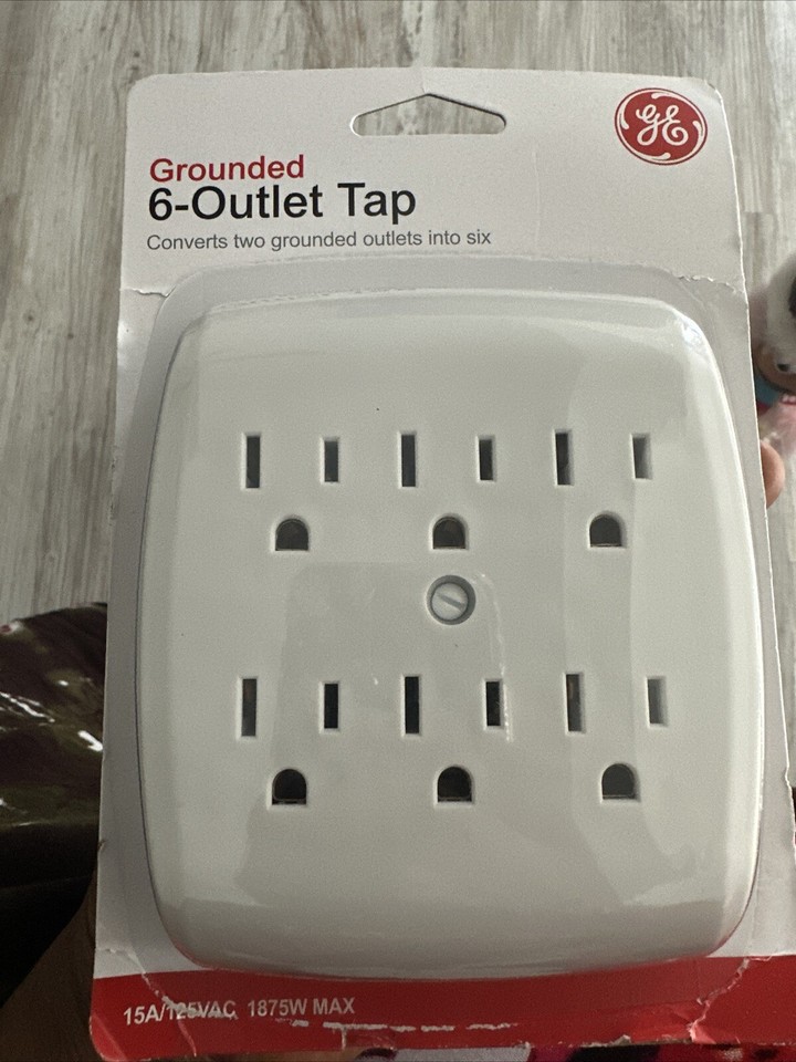 6 Grounded Outlets Tap Electric General Wall Outlet Extender 6 Prong ...
